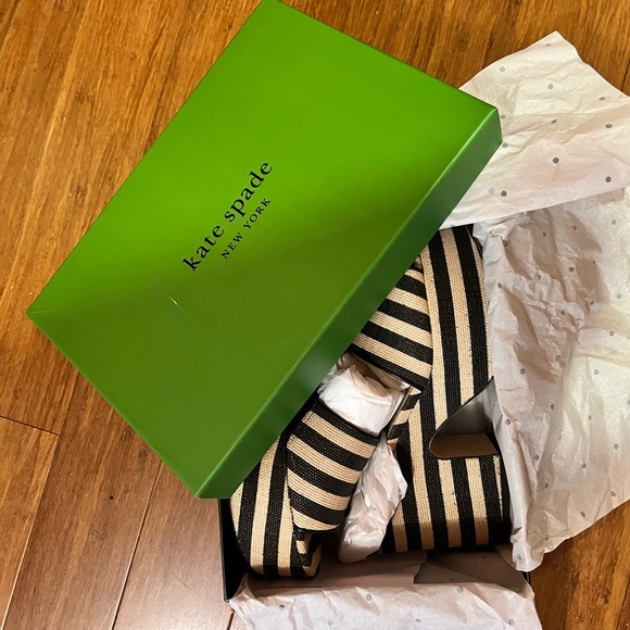 kate spade | Shoes | Kate Spade Ibiza Striped Raffia Platform Mules ...